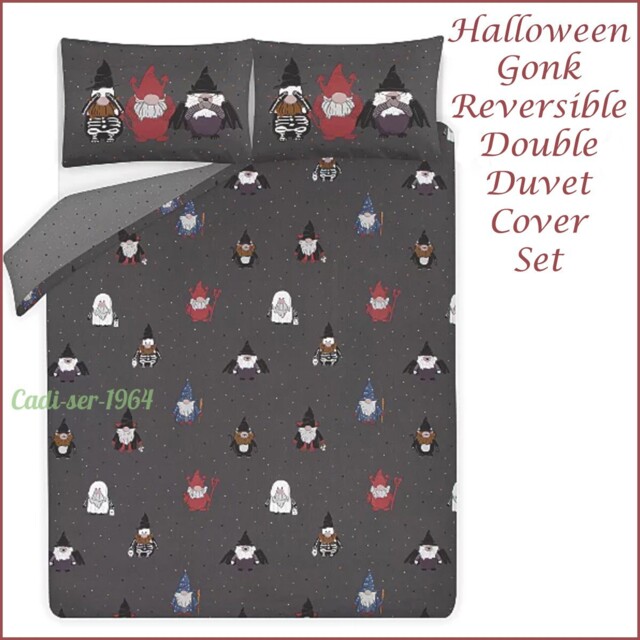 Halloween Gonk Double Reversible Duvet Cover Set In Charcoal Grey by ...