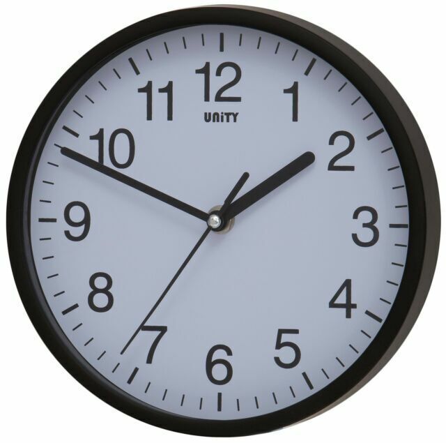 20cm Wall Clock Silent Sweep Seconds Hand In Black By Unity In Box P4 ...