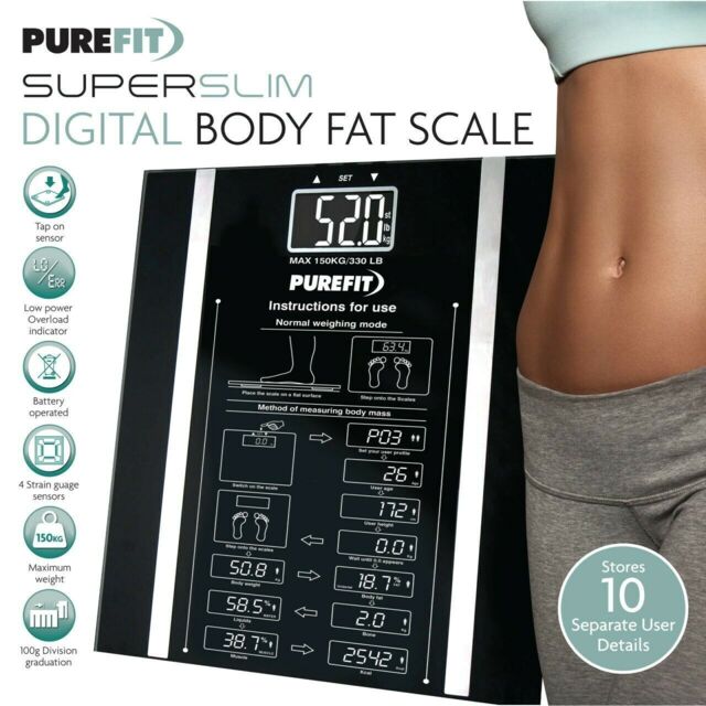 150kg Digital Lcd Electronic Glass Body Fat Bathroom Weighing Scale by ...