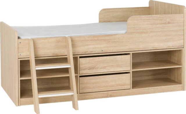 Low Sleeper Single Bed With Storage Drawers Shelves Felix Oak by eBay ...