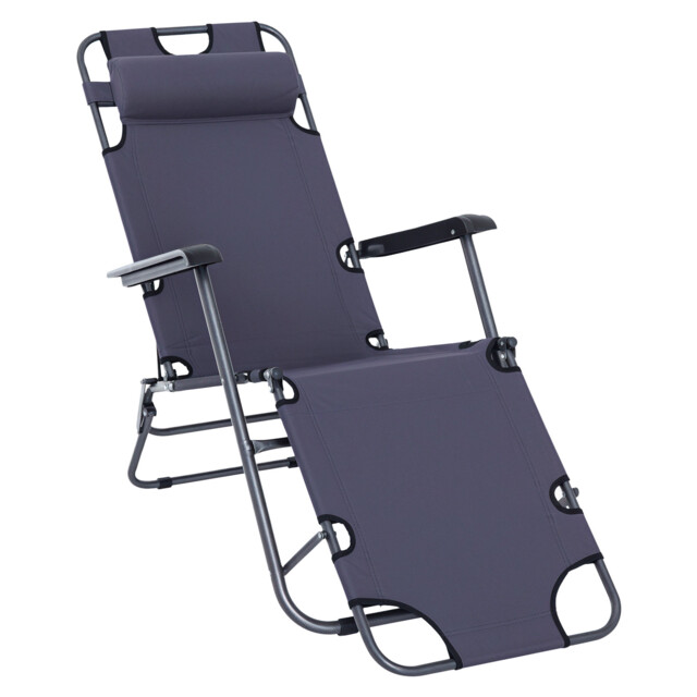 Outsunny 2 In 1 Outdoor Folding Sun Lounger W/ Adjustable Back And by ...