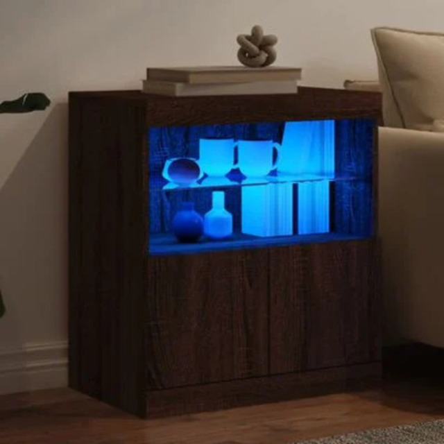 Led Lights Sideboard Cabinet Home Display Cupboard Buffet With Doors by ...