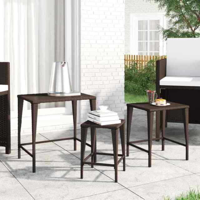 Garden Nesting Tables Side Table Outdoor Coffee Table 3 Pcs Poly by ...