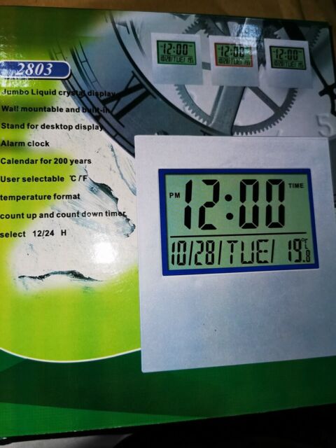 Very Large Digital Clock, Desk Or Wall Mounted, Temperature, Calendar ...