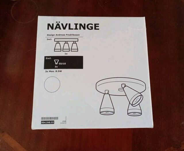 Ikea Navlinge Ceiling Spotlight White 3 Lights Gu10 Max 8.5 W Watt Diy ...