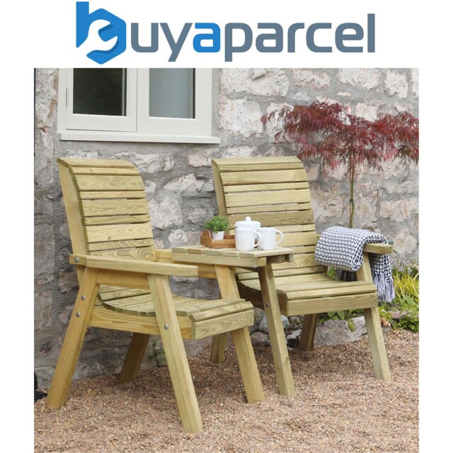 Zest Freya Wooden Companion Seat Garden Outdoor Chair Love Seat 2 by ...