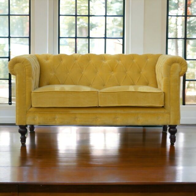 Mustard Velvet Chesterfield Sofa Luxury Handmade Classic Sale by eBay ...