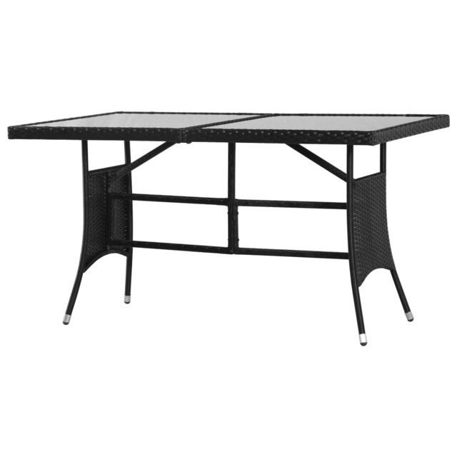 Garden Table Outdoor Dining Table Patio Coffee Table Black Poly Rattan ...