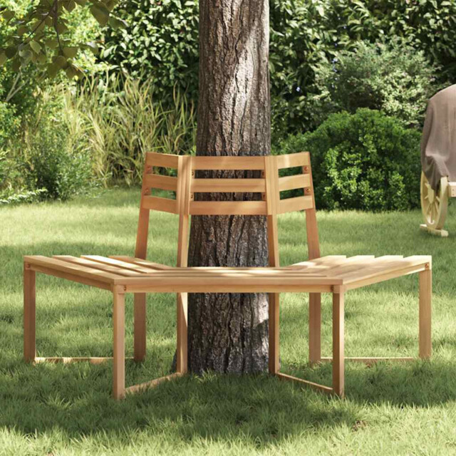 Tree Bench Half Hexagonal Outdoor Garden Seating Wooden Seat Acacia by ...