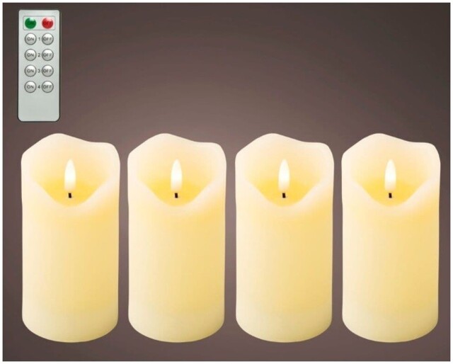 Set Of 4 Led Candles With Rustic Wave Top - Warm White - Includes by ...