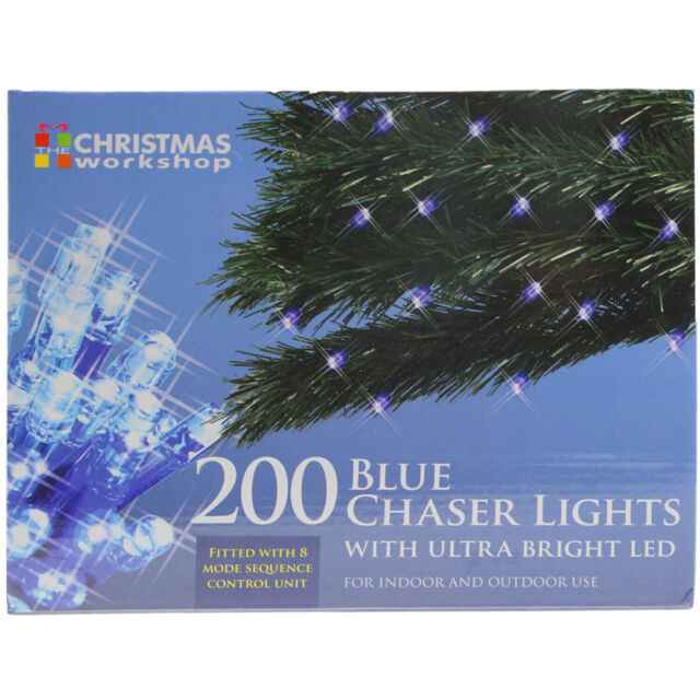 Christmas Led Lights 200 Blue Indoor Outdoor Chaser Ultra Bright Xmas ...