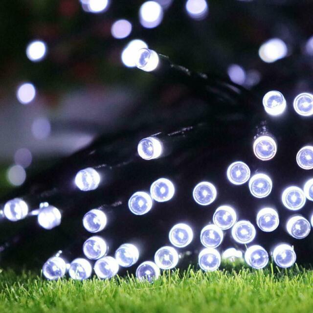 White 100 Led Solar Powered Fairy String Lights Party Garden Outdoor by ...