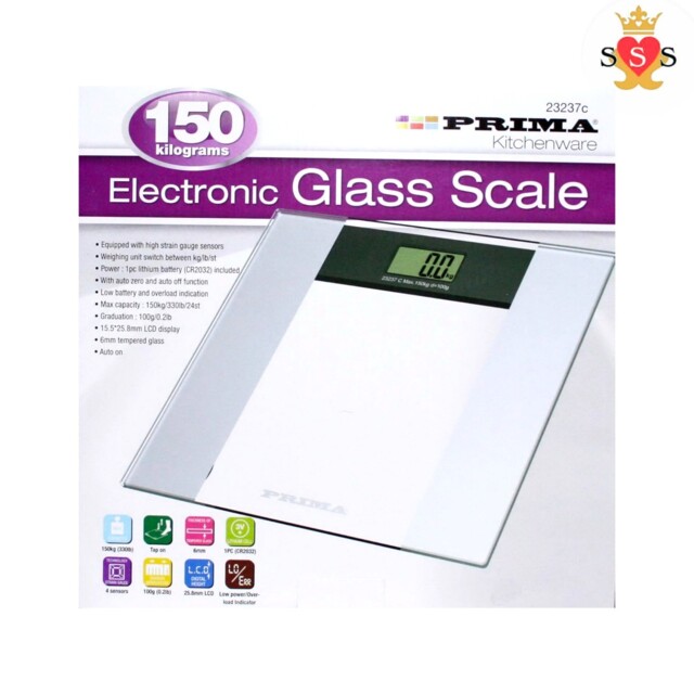 Prima Electronic Glass Scale With Digital Display - White (23237c) by ...