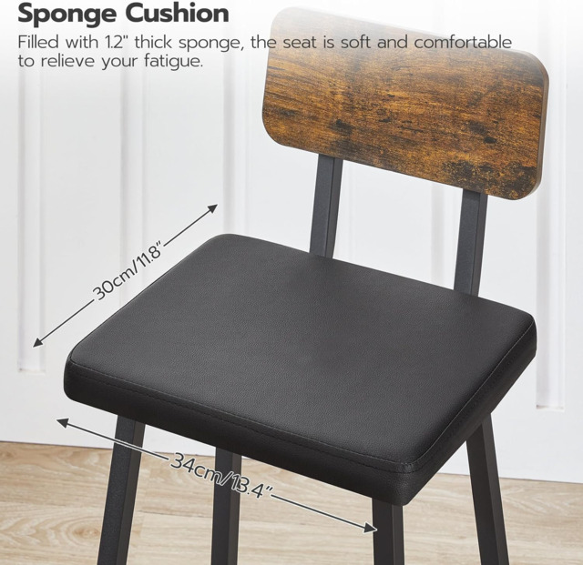 Hoobro Bar Stools Set Of 2, Pu Upholstered Breakfast Bar Stools, Tall ...