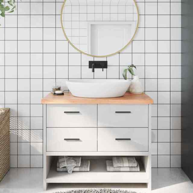 Bathroom Countertop Vanity Top Wash Basin Worktop Treated Solid Wood by ...