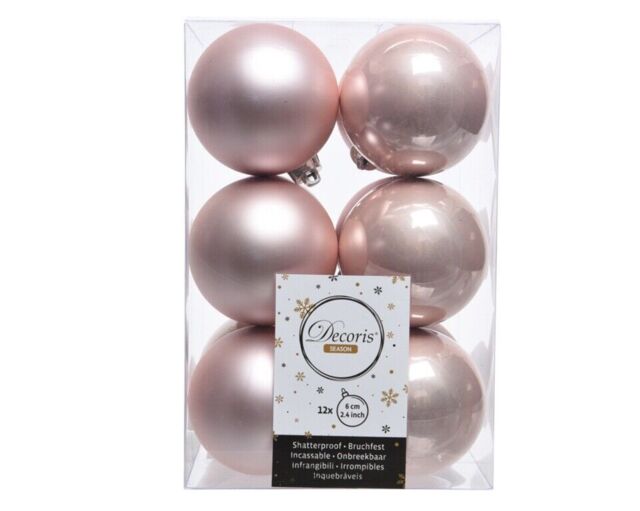 Decoris Kaemingk Assorted Baubles 60mm Blush Pink Pk12 9021924 by eBay | ufurnish.com