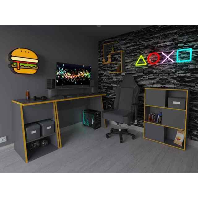 Gaming Side Table With 2 Open Compartments 49.4x50x77.7 Cm Anthracite ...