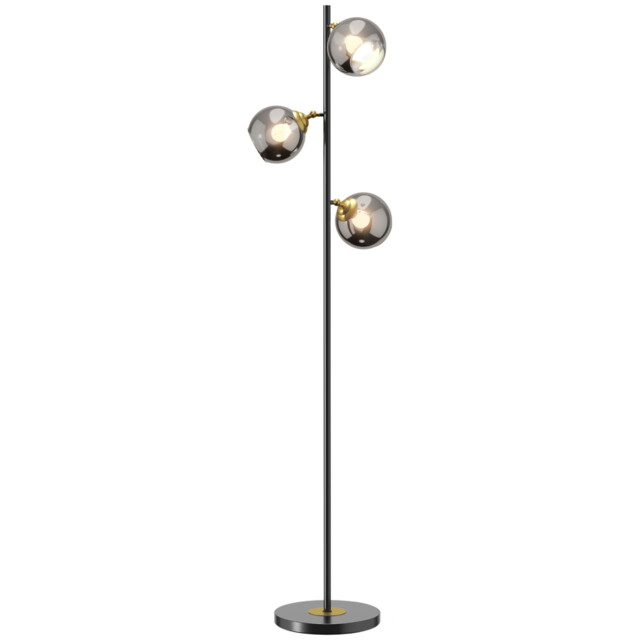 Grey 3-light Modern Floor Lamp, Glass Shades, 162cm Tall, Powder by ...