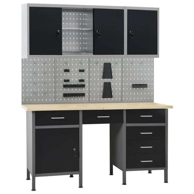 Workbench With Four Wall Panels And Two Cabinets Work Table by eBay ...
