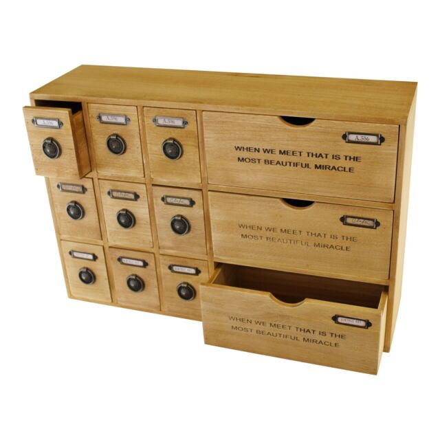 12 Drawers Storage Unit Rustic Wooden Trinket Drawers Cabinet Table by ...