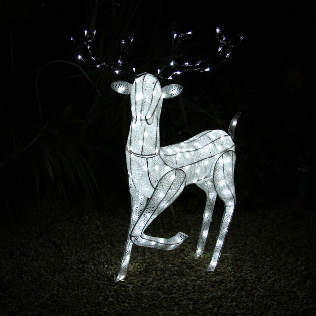 Outdoor Christmas Reindeer Light Up Decoration White Led Stag Garden by ...