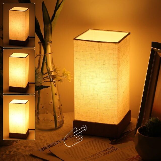 Hslighting Bedside Lamp Touch Control Table Lamp With Wooden Base by ...
