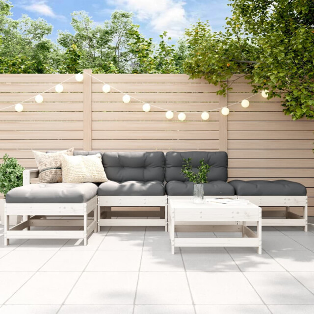 Garden Lounge Set Outdoor Modular Sofa Set 6 Piece Solid Wood Pine by ...