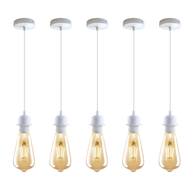 5 Pack Vintage Industrial Style White Ceiling Pendant Lamp E27 Base by ...