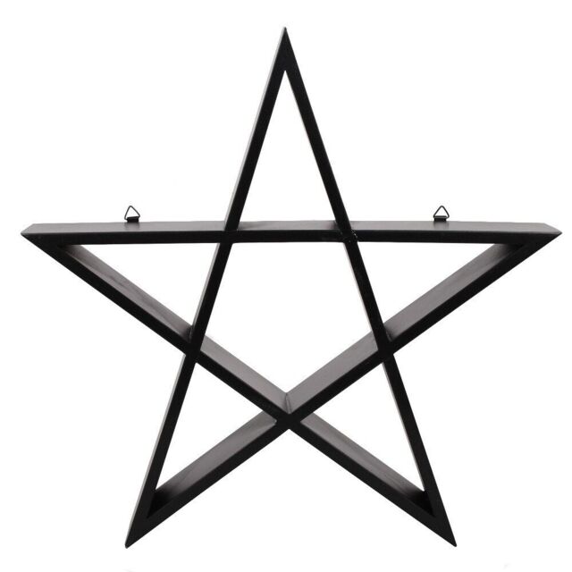 Black Wooden Pentagram Shape Wall Mounted Free Standing Shelf Prebuilt ...