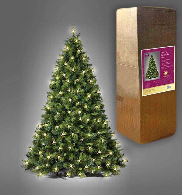 7ft Green Pre-lit Christmas Tree Led Lights Bushy Pine Outdoor Xmas by ...