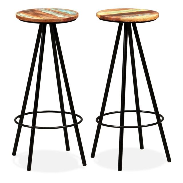 Bar Stools 2 Pcs Solid Reclaimed Wood by eBay | ufurnish.com