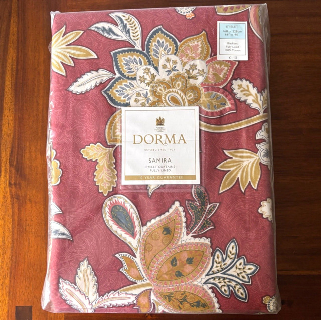 "Dorma Samira Saffron (red) Blackout Eyelet Curtains 66"" X 90 ...