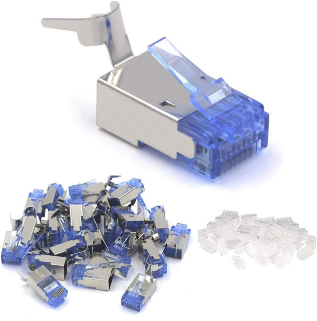 Vce Gen 1 25 Pack Cat7 Shielded Rj45 Connector Cat6a Modular Plug Blue ...