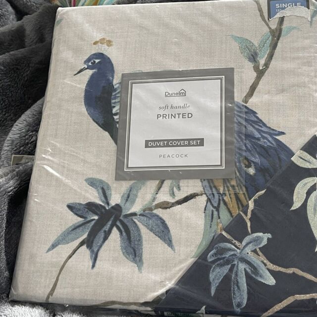 Dunelm Duvet Cover Set - Single Blue Peacock Reversible by eBay ...