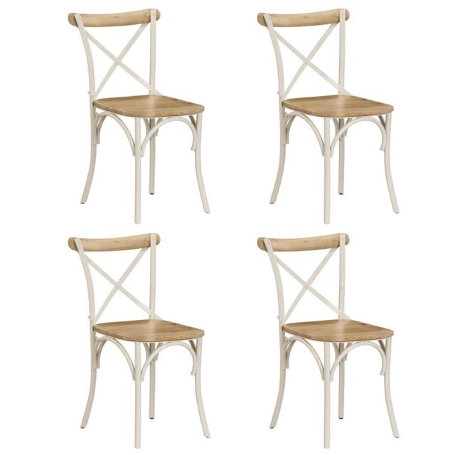 Vidaxl Cross Chairs 4 Pcs White Solid Mango Wood by eBay | ufurnish.com