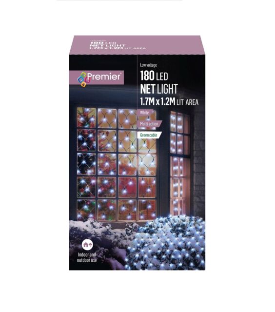 Christmas Window Net Lights 180 Led 1.7m X 1.2m Multi Action Lights by ...