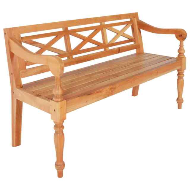 Batavia Bench 123 Cm Solid Mahogany Wood White by eBay | ufurnish.com