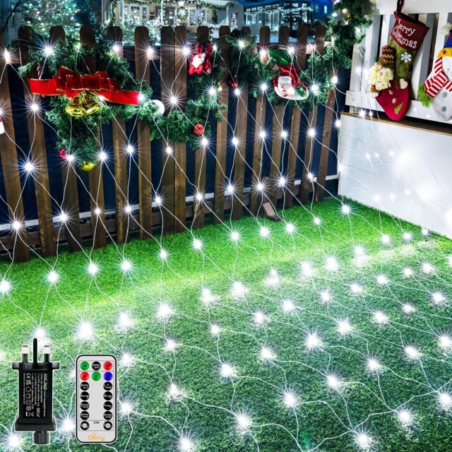 Ollny Net Lights Outdoor Indoor, 200 Led 3m X 2m Mesh Fairy Lights by ...