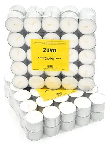 Zuvo 8-hour Unscented Tea Light Candles (50-pack) - Long-lasting With ...