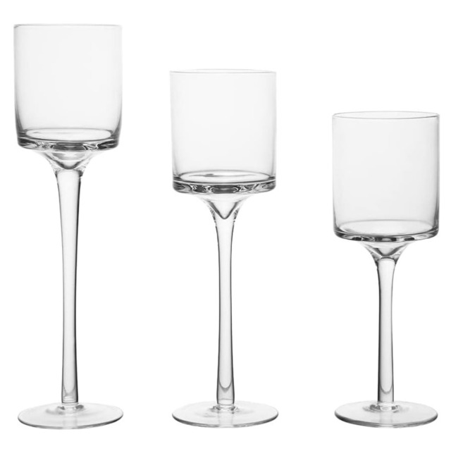 Tall Tea Light Glass Candle Holders 3 Pack Clear Elegant Table by eBay ...