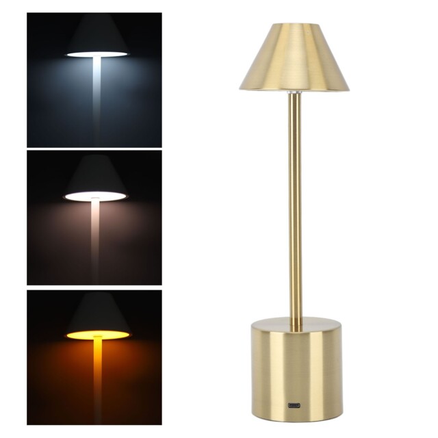 Rechargeable Cordless Desk Lamp 2000mah Portable Usbc Metal Light Gold ...