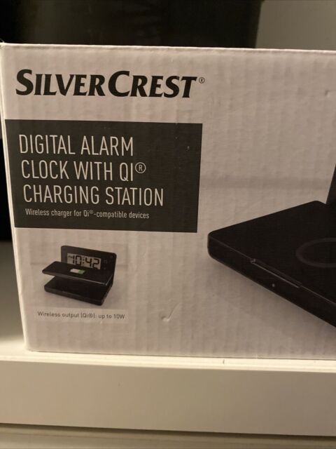 Silvercrest Digital Alarm Clock With Qi Charging Station Black & by ...