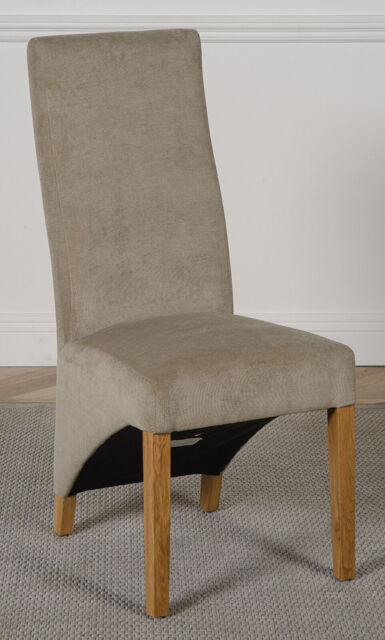 Lola Grey Fabric Dining Chairs - High Back Grey Dining Chairs With Oak ...