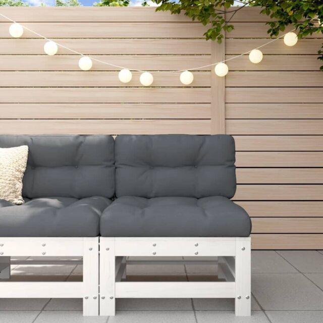 Middle Sofa With Cushions White Solid Wood Pine by eBay | ufurnish.com