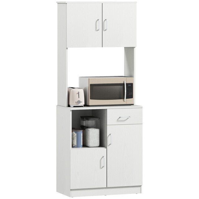 Homcom Freestanding Kitchen Cabinet Storage Unit Pantry Cupboard, by ...