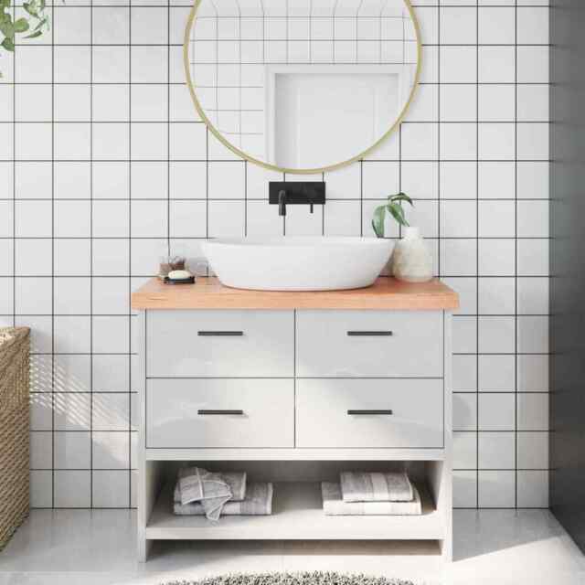 Bathroom Countertop Vanity Top Wash Basin Worktop Treated Solid Wood by ...