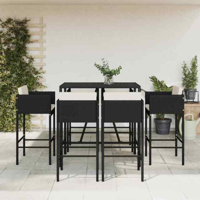 Garden Bar Set Outdoor Table Bar Table Set With Cushions Poly Rattan by ...