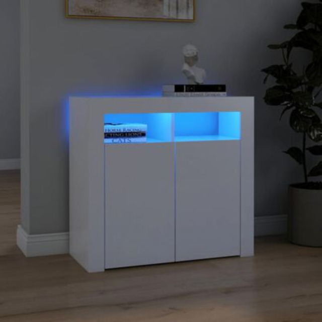 Led Sideboard 2 Door Home Buffet Storage Cabinet Cupboard Led Lights by ...