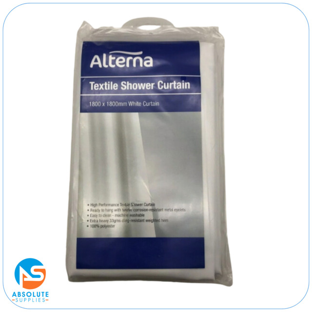 Alterna White Textile Shower Curtain, Cling Resist, Ready To Hang by ...
