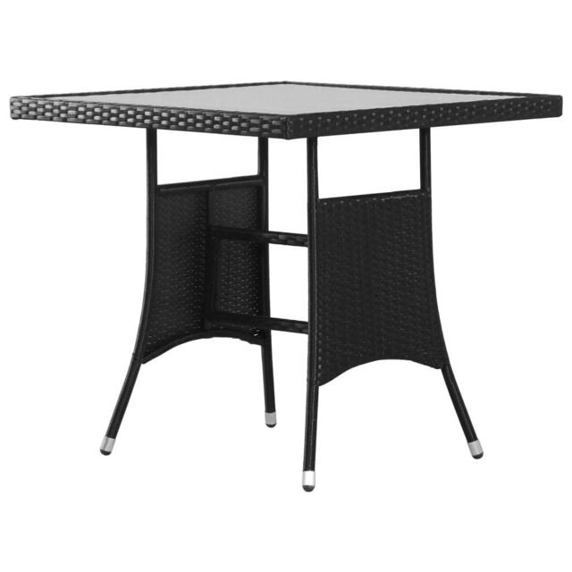 Garden Table Outdoor Dining Table Patio Coffee Table Black Poly Rattan ...